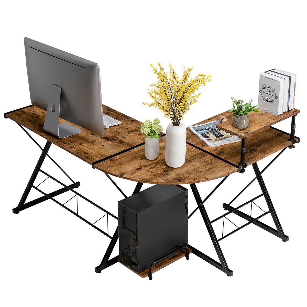 Giantex L-Shaped Computer Corner Desk, Multipurpose PC Workstation, Ga ...